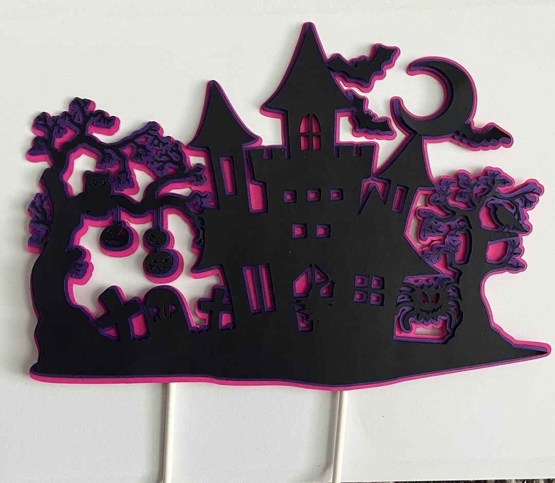 Whimsigoth Decor Haunted House Cake Topper Halloween Party Girly ...