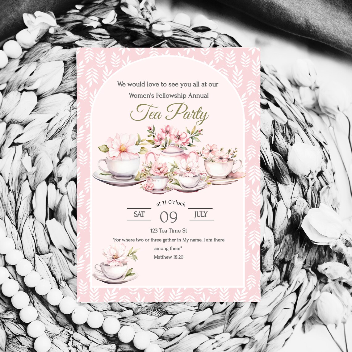 Women's Ministry Tea Party Invitation Women's Bible Study Tea ...