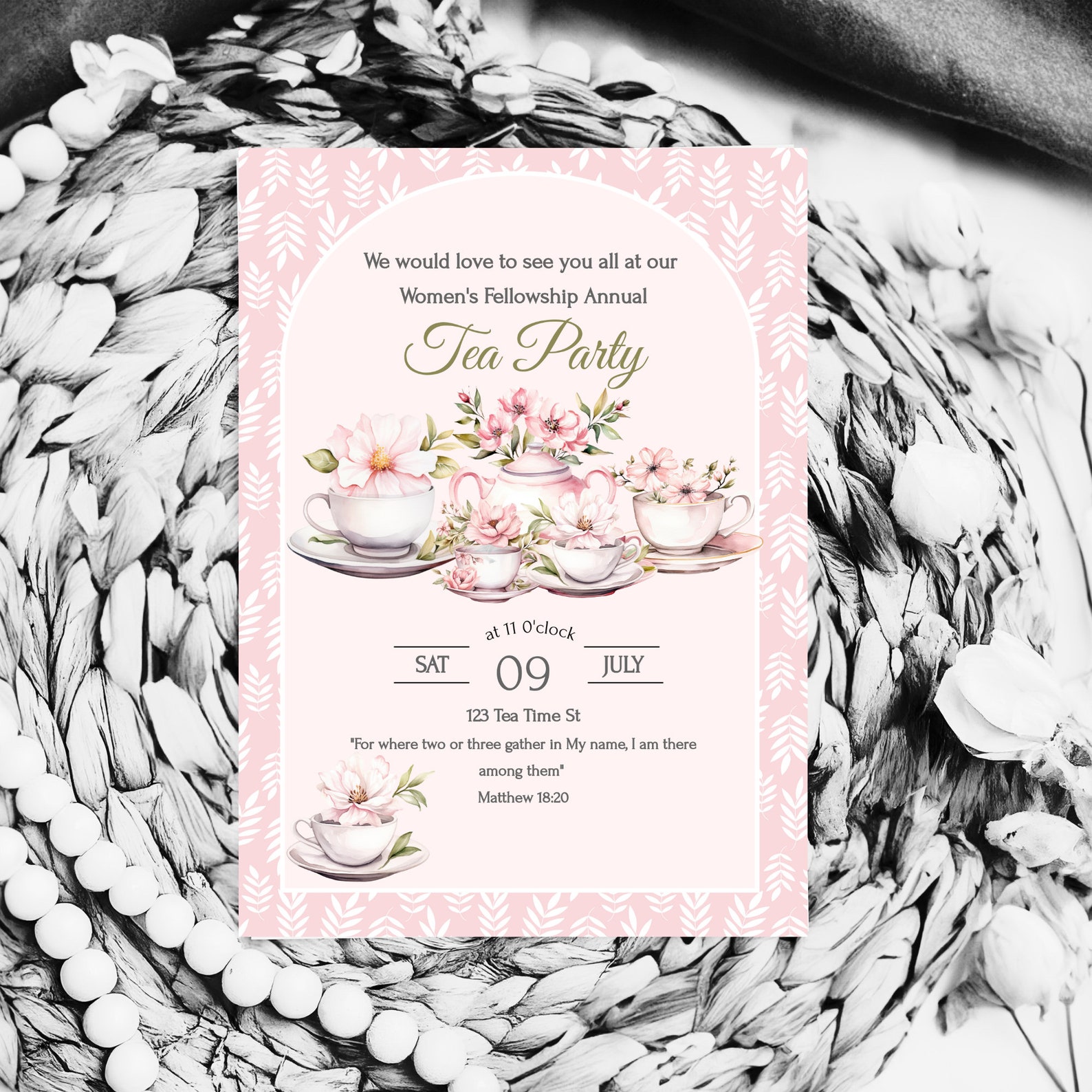 Women's Ministry Tea Party Invitation- Women's Bible Study- Tea ...