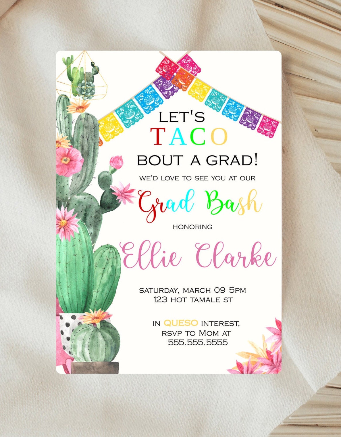 TACO Bout Graduation Invite- Fiesta Graduation Party Invitation- Class ...