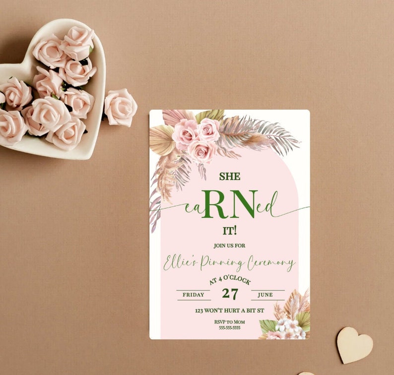 RN Grad Announcement Boho Nurse Graduation Invitations RN Class of 2024 ...
