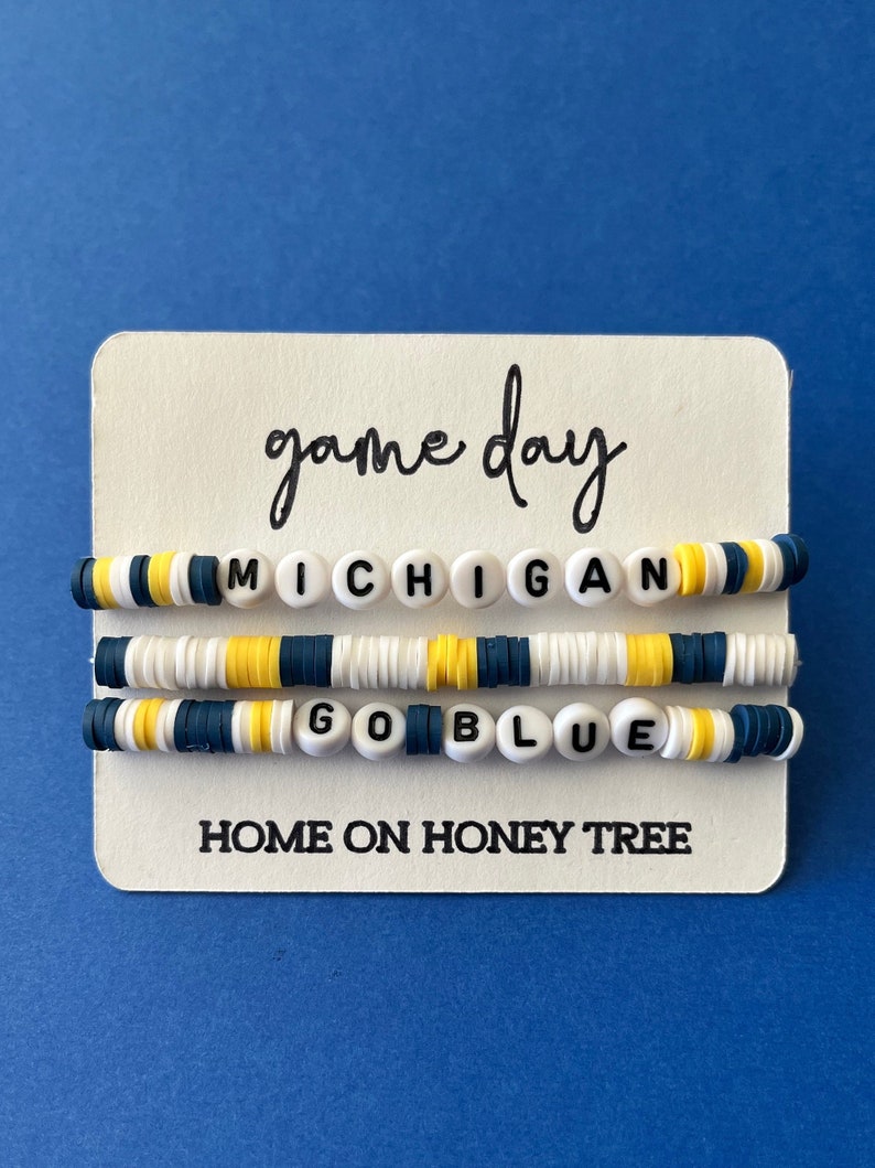 University of Michigan Clay Bead Bracelet - Etsy