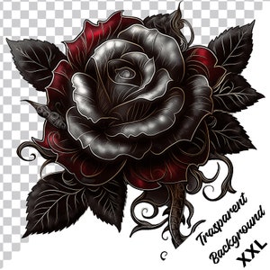 Gothic Roses - Red, Black White and Gold Clipart Set of 22 PNG Images ...