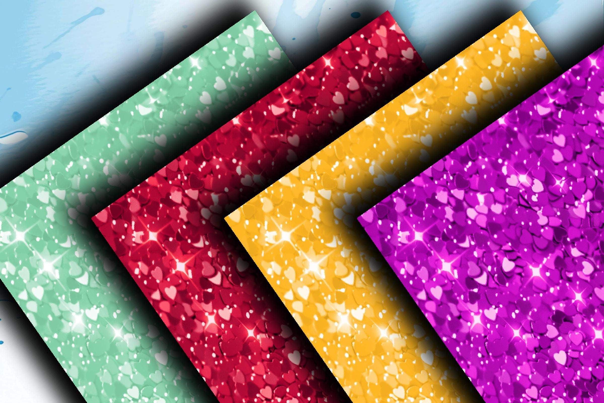 Gold Glitter Heart Sequin Digital Paper Pack: 111 Designs (commercial ...
