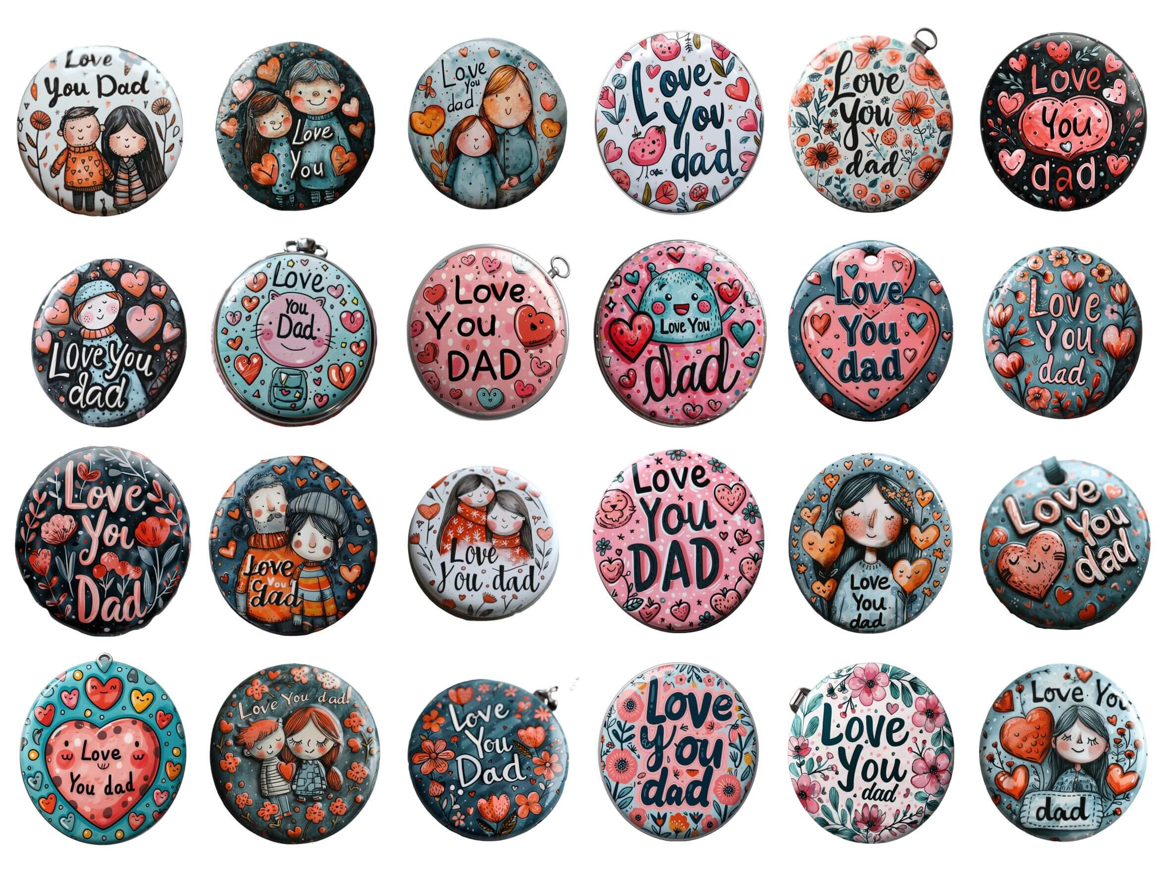 100 PNG Love You Dad Clipart Sticker Badges 100 Heartfelt Love You Dad ...