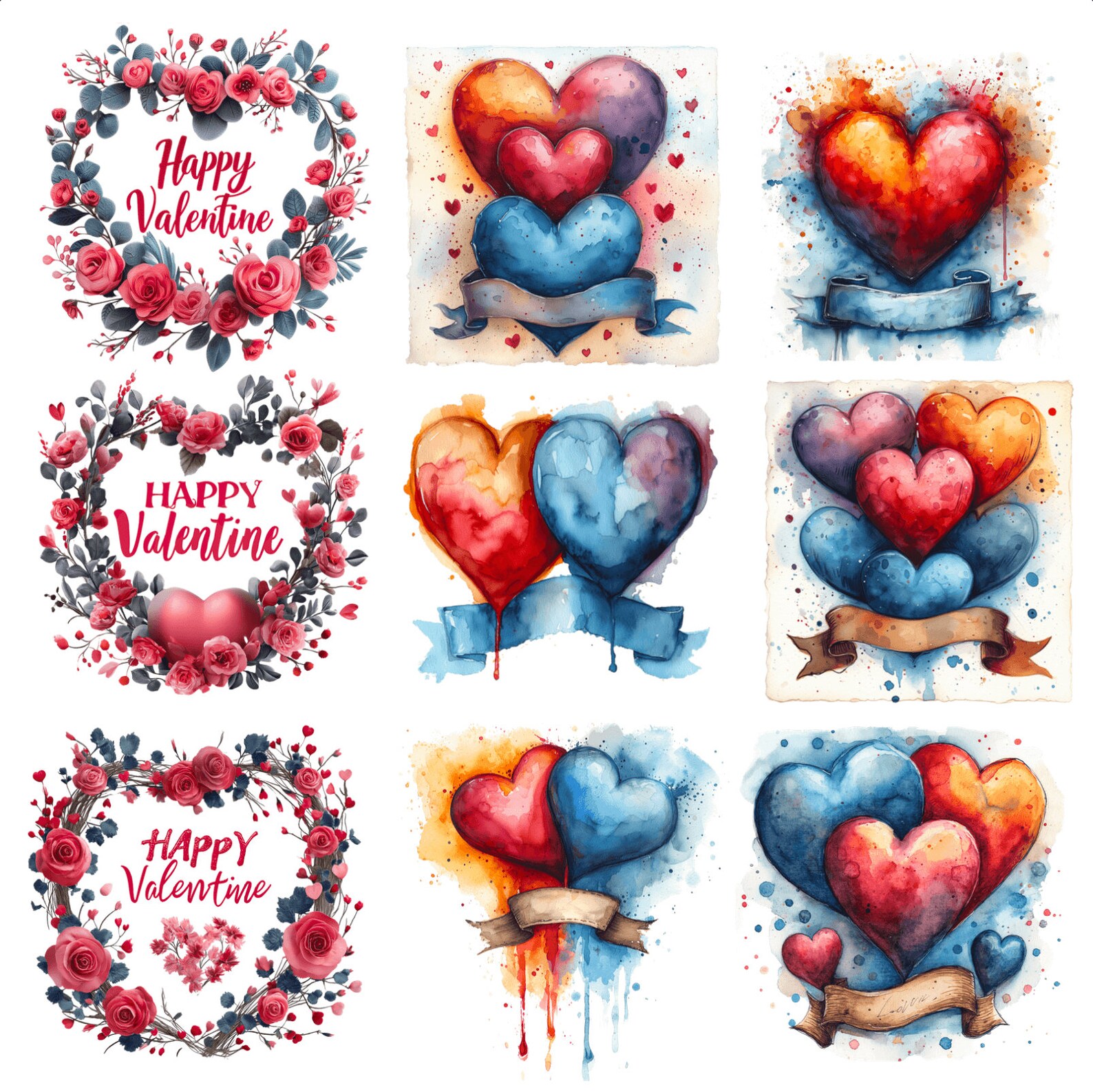 Valentine Day Mix Clipart Set, 33 Assorted Valentine Day Clipart ...