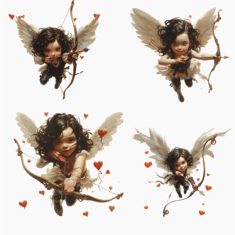 Cupid Cherubic Clipart Set 11 Angelic Png Illustrations Clip Art
