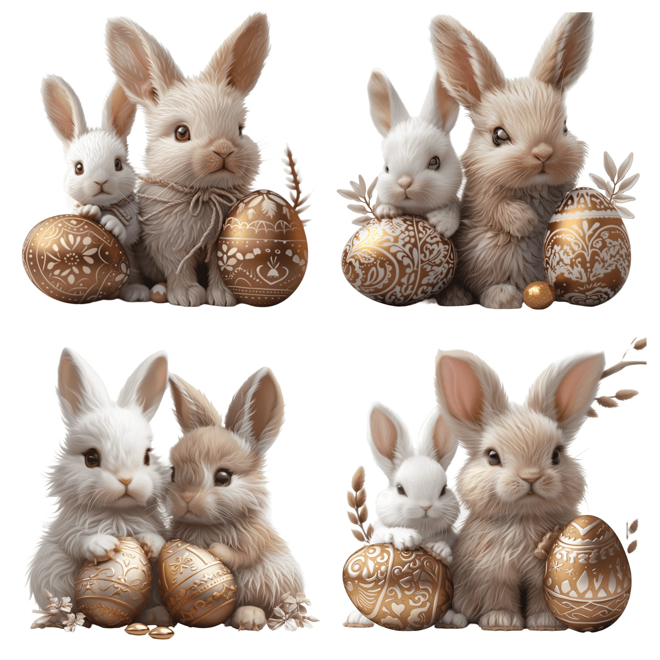 Easter Bunnies Clipart Set of 22 Cute Easter Bunny Easter Eggs ...