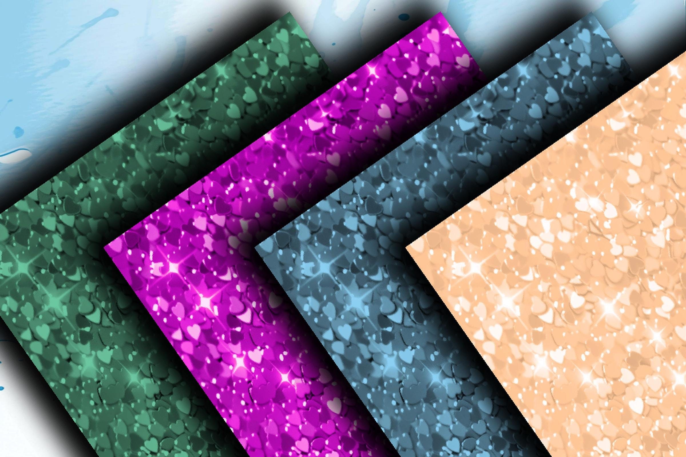 Gold Glitter Heart Sequin Digital Paper Pack: 111 Designs (commercial ...