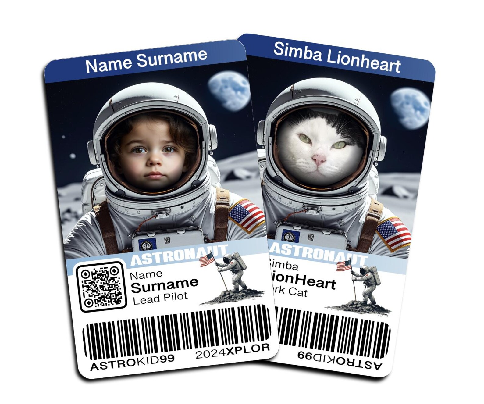 Editable Astronaut ID Badge Templates: Kids Costume Party Stickers (PNG ...