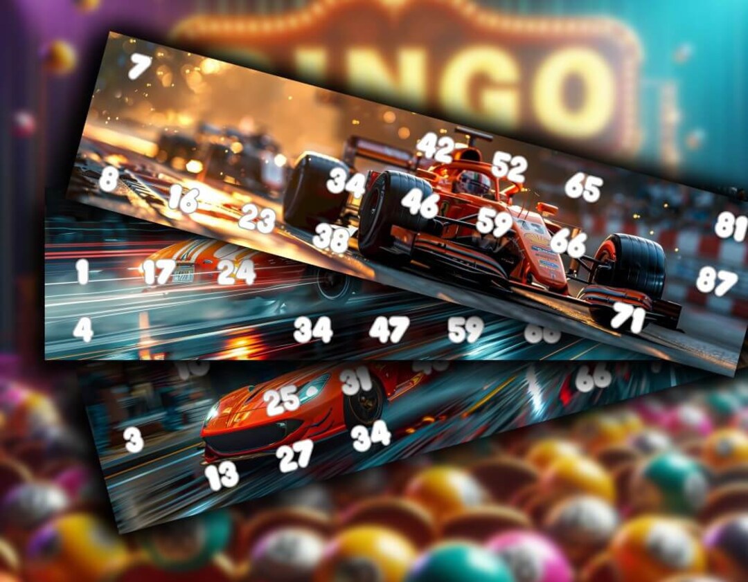 Racing Cars Bingo Cards - Download Print and Play Bingo Single Cards X ...
