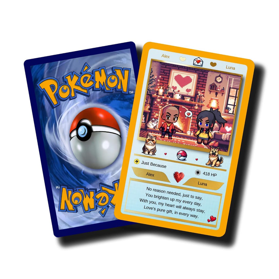 POKE Personalized Pokémon-style Valentine’s Card – Retro Pixel Art ...