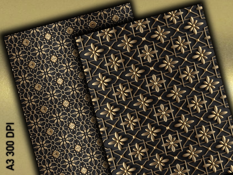 Luxury Seamless Patterns - Golden Digital Paper Set of Artwork - 11 X ...
