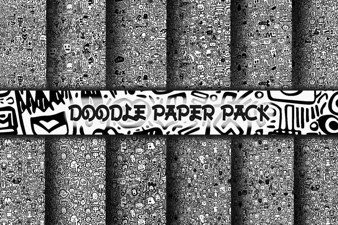 Doodle Digital Paper Pack - Seamless Doodle Art Paper Pack 16"x16 ...