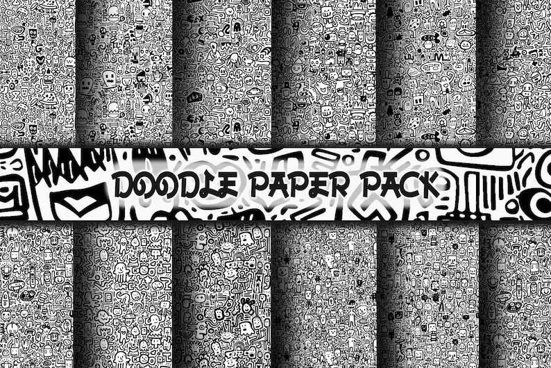 Doodle Digital Paper Pack - Seamless Doodle Art Paper Pack 16"x16 ...