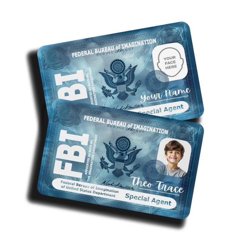 Kids' Cosplay FBI Badge: Editable ID Template (9 PNG - Instant Download ...