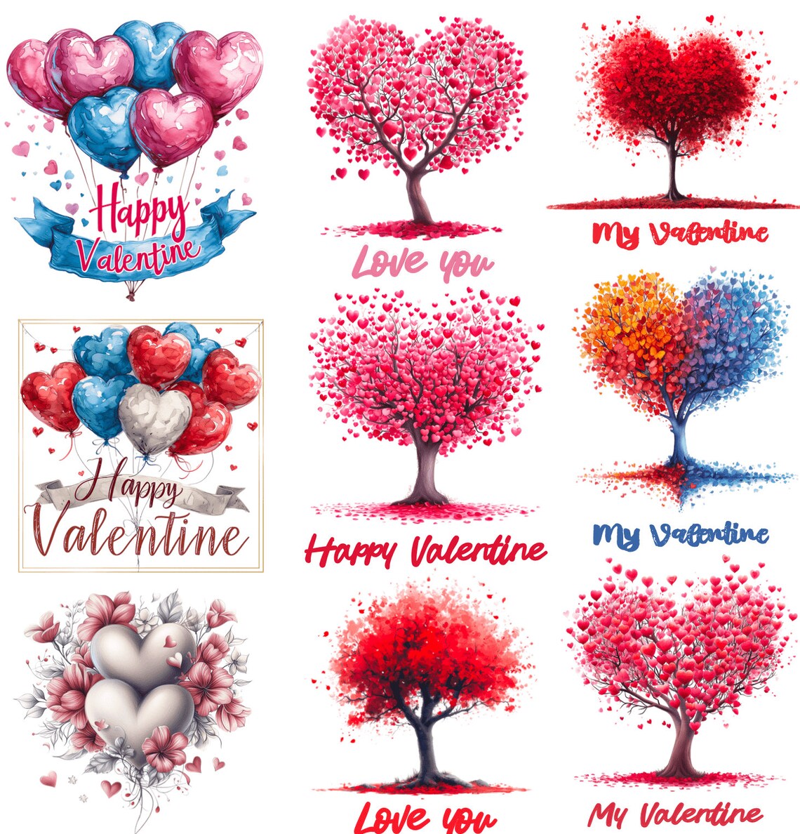 Valentine Day Mix Clipart Set, 33 Assorted Valentine Day Clipart ...