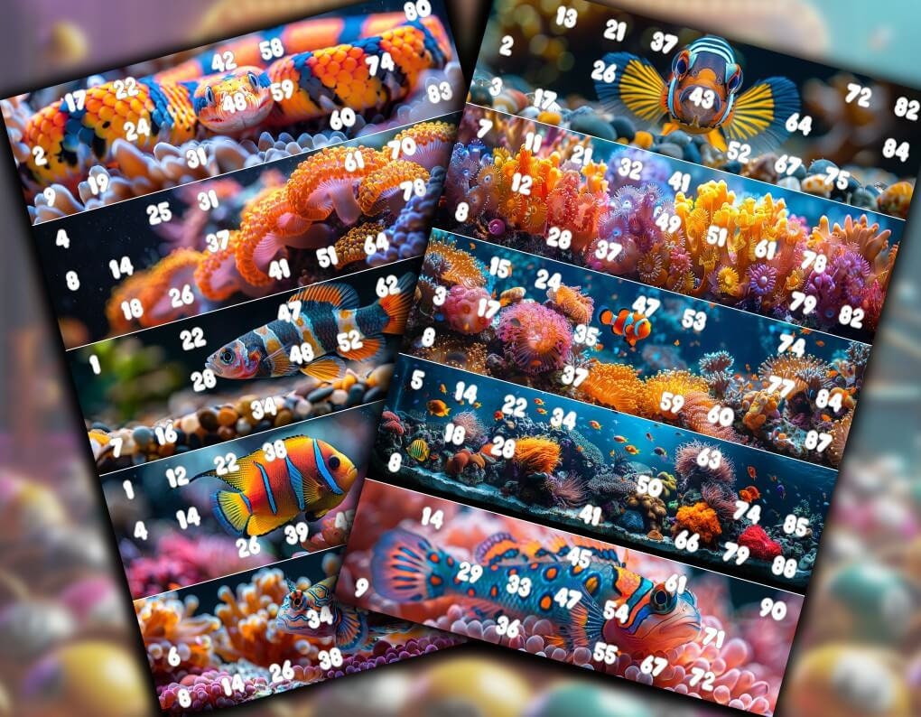 Coral Reef Fish Bingo Cards: 50 Unique Cards (digital Download) - Etsy