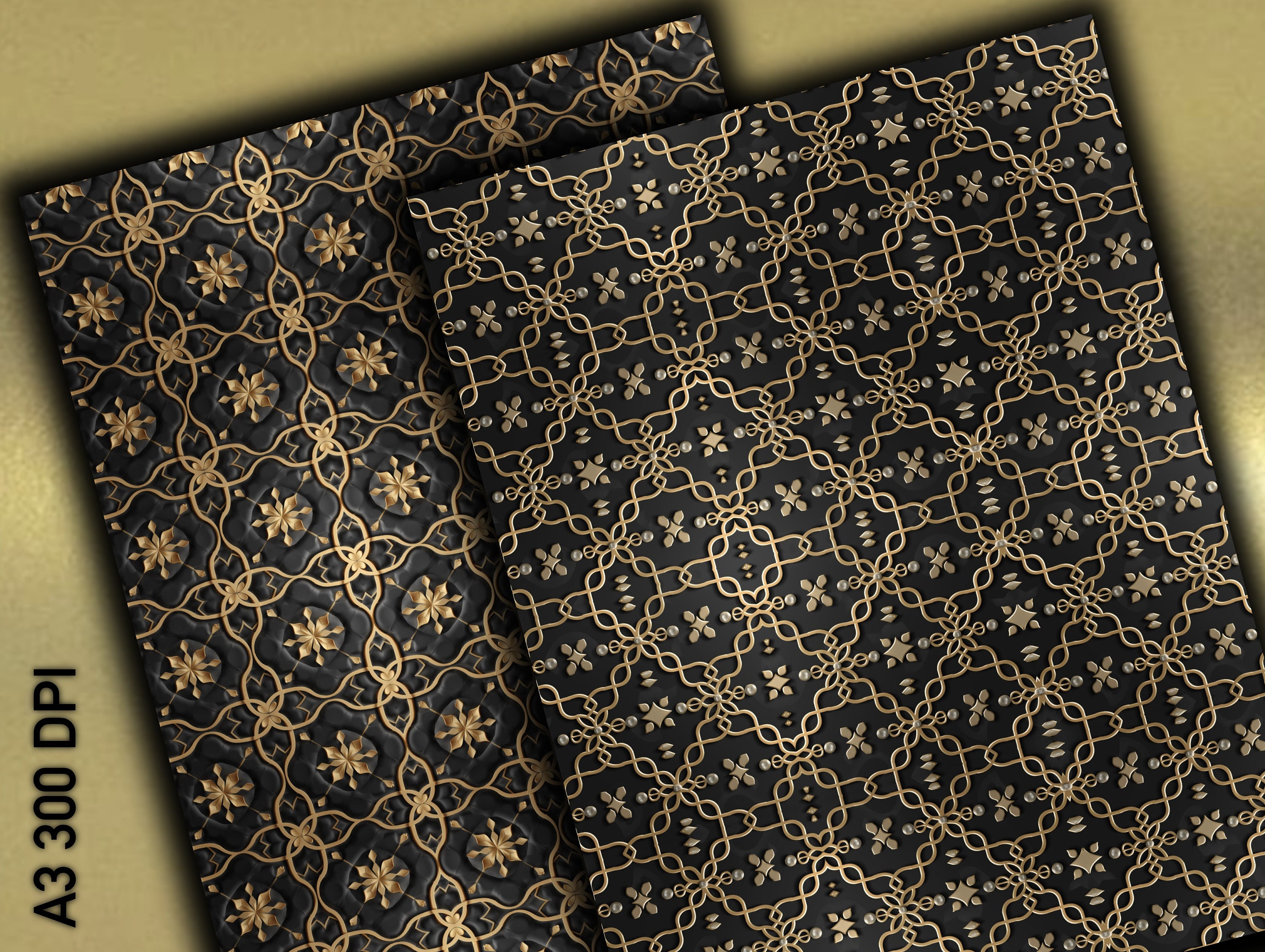 Luxury Seamless Patterns - Golden Digital Paper Set of Artwork - 11 X ...