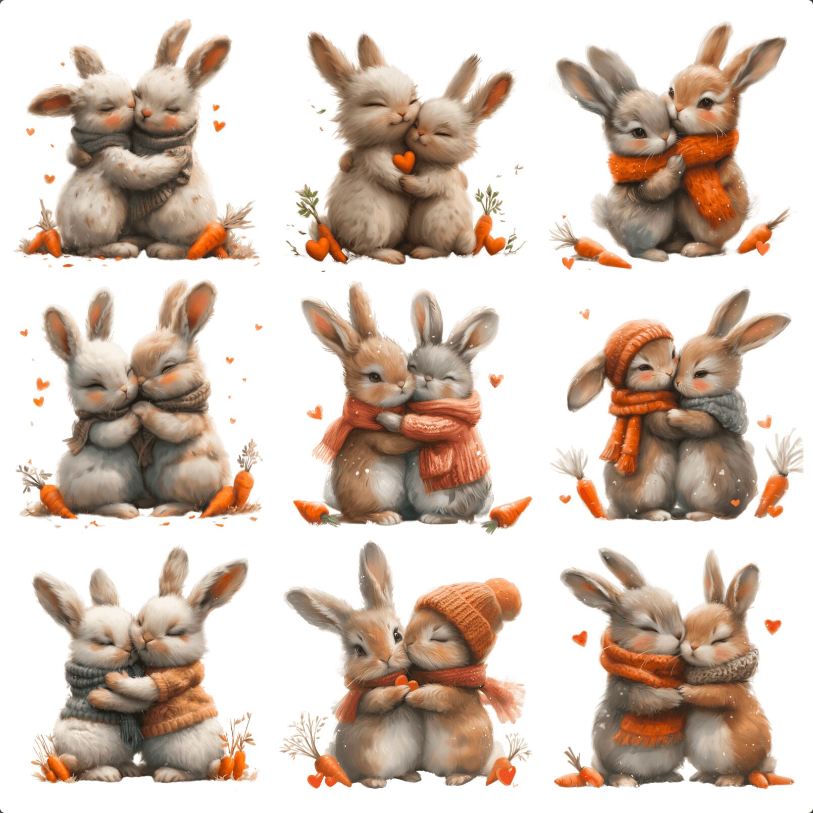 Cute Animals Valentine Day Clipart Set of 33 Transparent Background ...