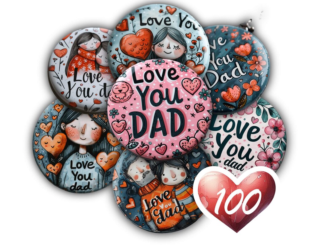 100 PNG Love You Dad Clipart Sticker Badges 100 Heartfelt Love You Dad ...