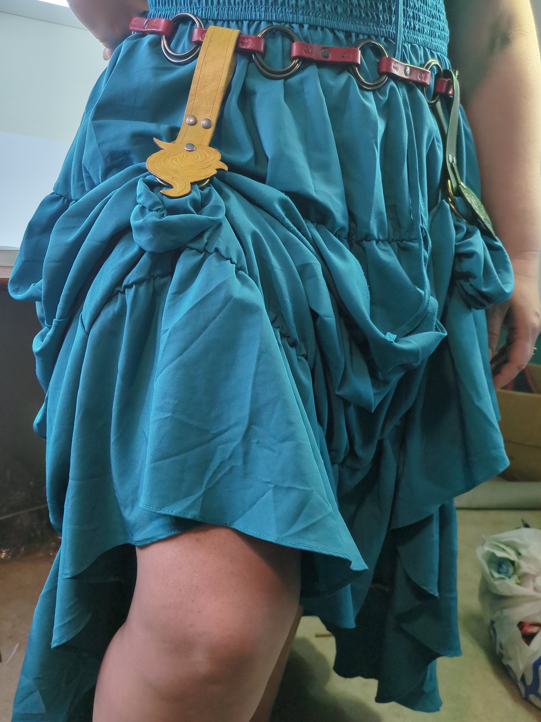 Yellow Leather Skirt Hike for Ring Belt Wind Element Rennaisance Fair ...