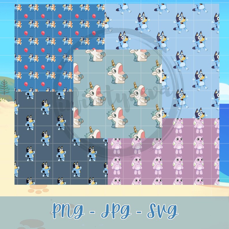 Bluey Inspired Seamless Pattern Digital Paper Bundle | Any Use ...