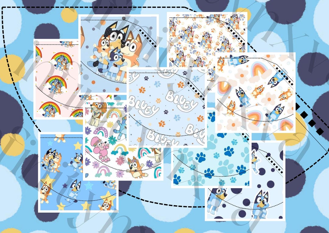 Bluey Birthday Party Custom Hat Designs Bundle Customisable Set of 10 ...