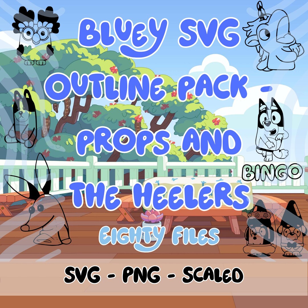 Bluey Black & White Outline SVG PNG Bundle | Bluey Icons Toys | the ...