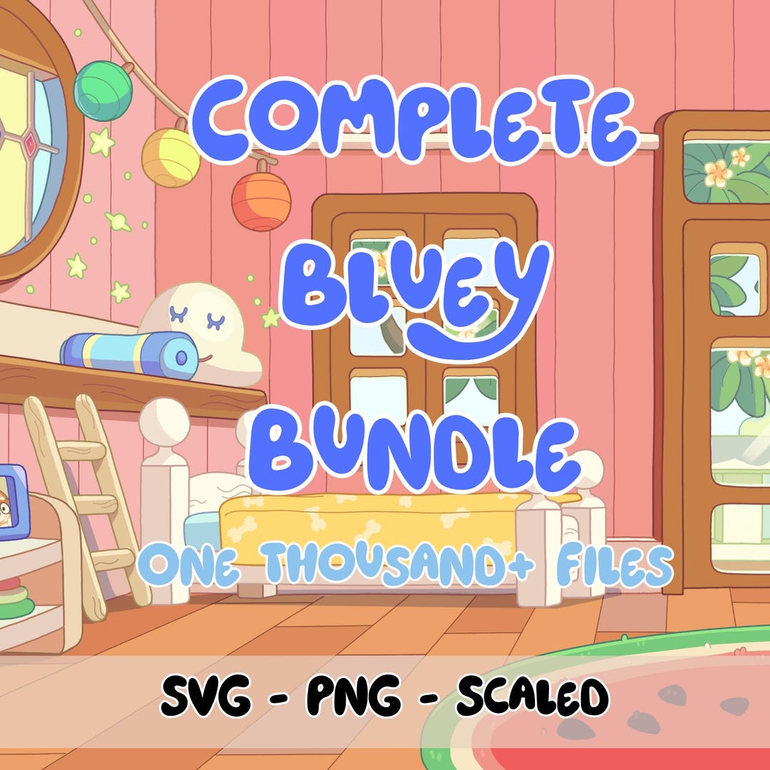 Bluey Characters, Backgrounds, Props, Fonts PNG SVG Bundle | Bluey Font ...