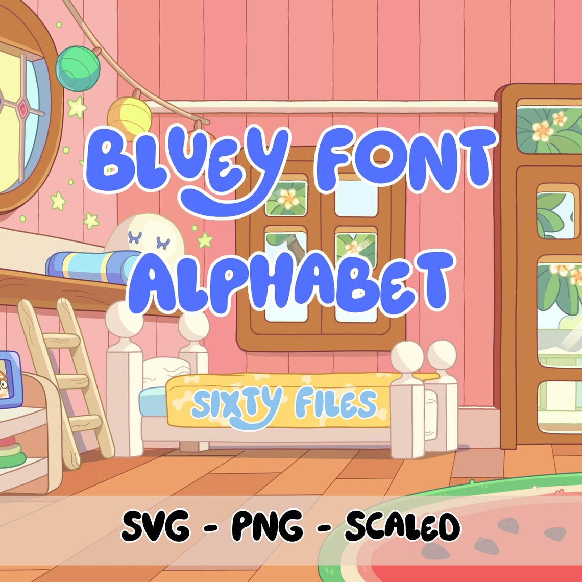 Bluey Characters, Backgrounds, Props, Fonts PNG SVG Bundle | Bluey Font ...