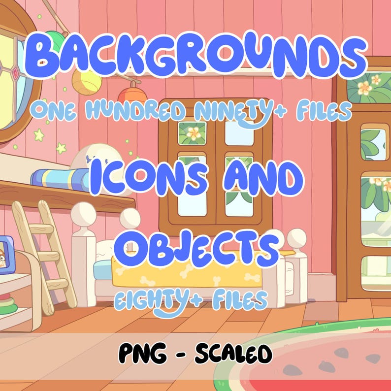 Bluey Characters, Backgrounds, Props, Fonts PNG SVG Bundle | Bluey Font ...