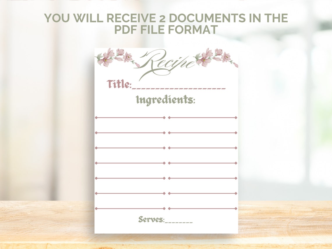 Recipe Card - US Letter Size, Printable Recipe Card - Etsy UK