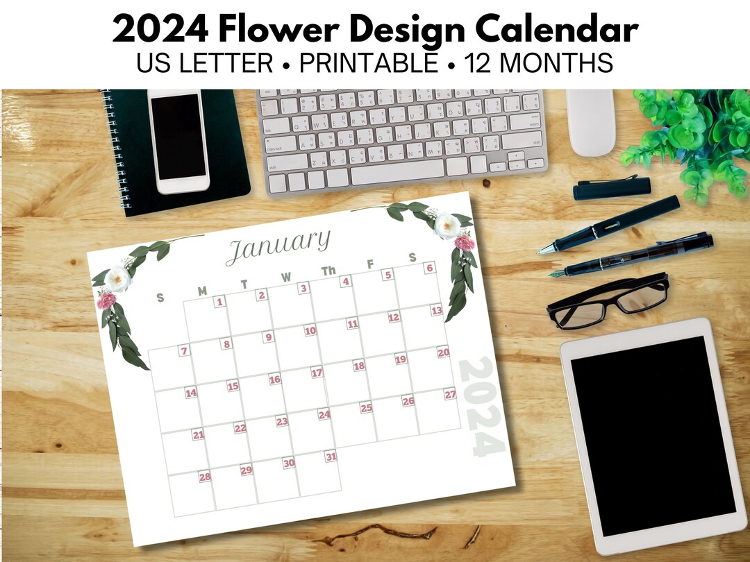 2024 Flower Design Calendar - Etsy