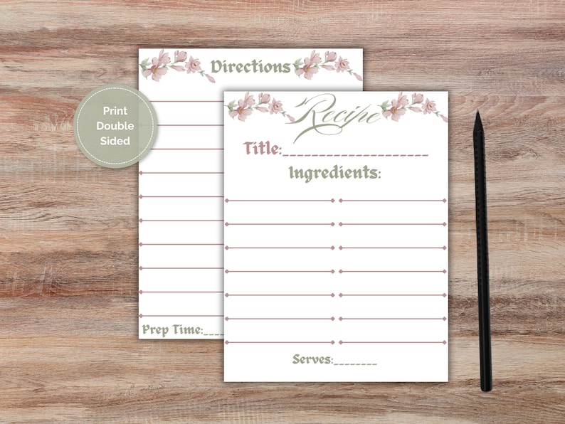 Recipe Card - US Letter Size, Printable Recipe Card - Etsy UK