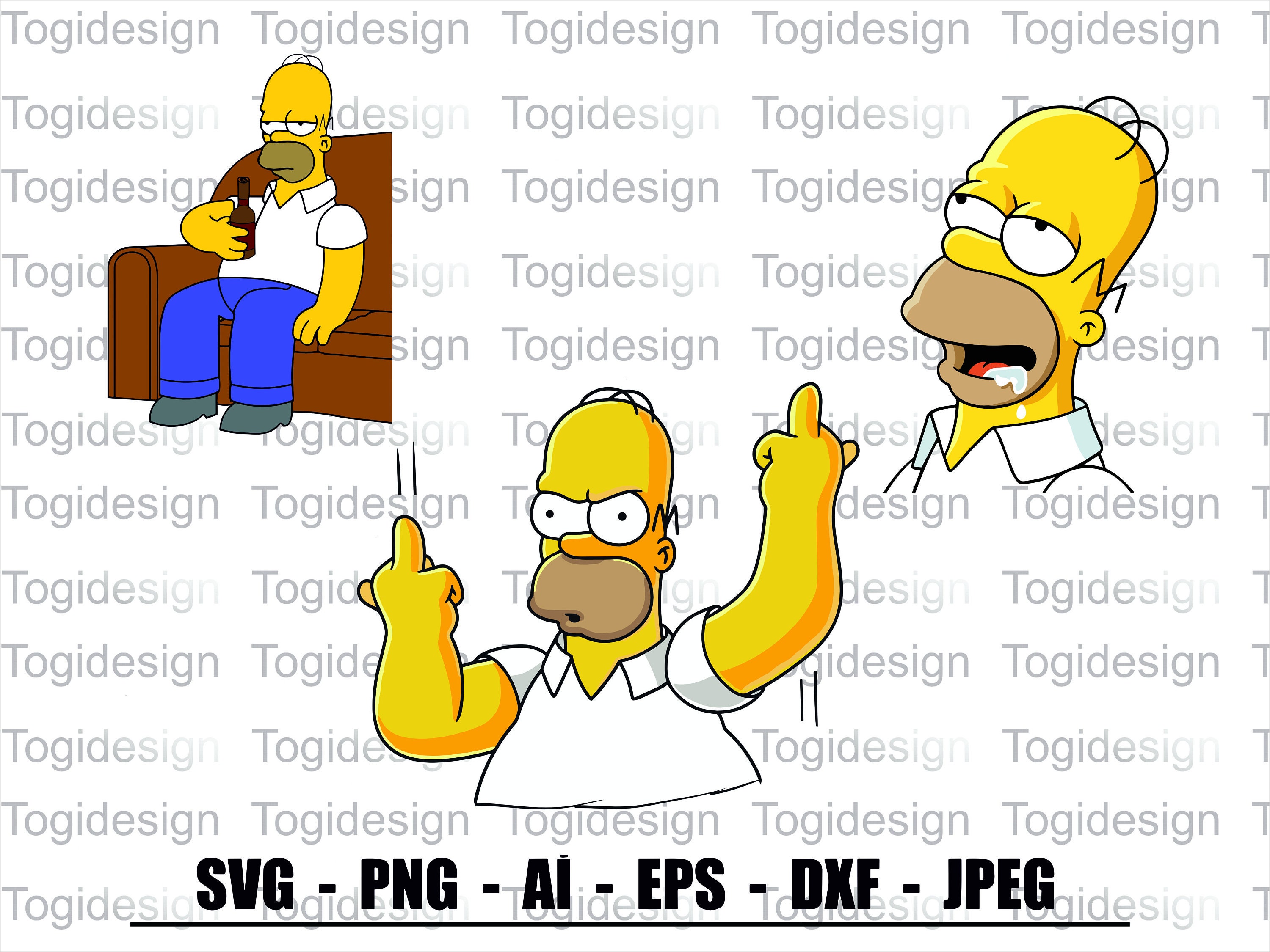 Homer Simpson svg 3 piezas Archivo Cricut Descarga digital Archivo ...