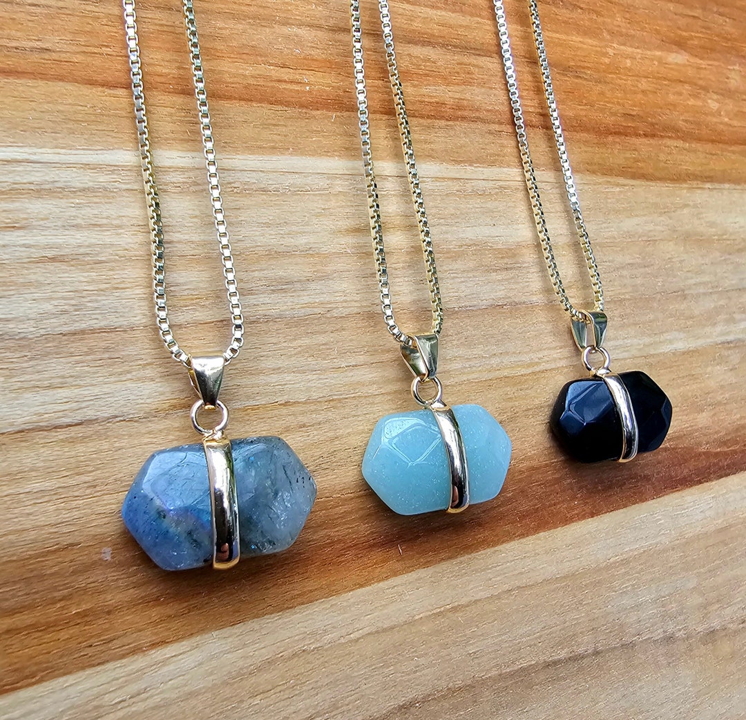 Double Point Crystal Pendant Necklace - Etsy
