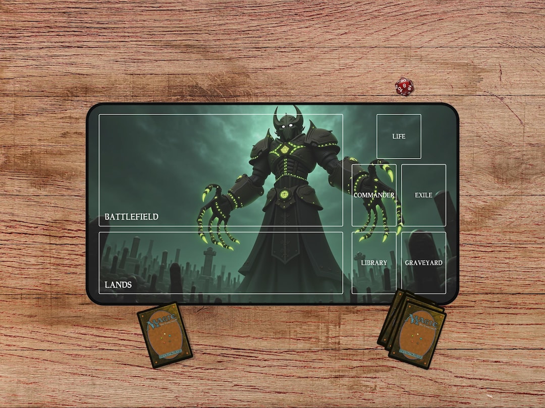 Necromancer Knight Playmat – MTG, TCG Fantasy Art in a Haunted Green ...