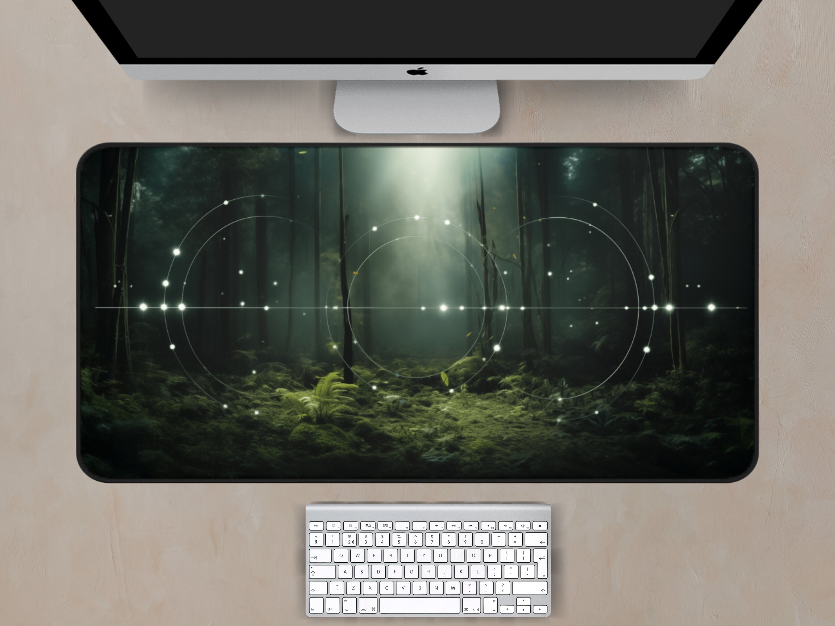 Deep Forest Desk Mat, Celestial Nature Desk Pad, Space and Forest ...