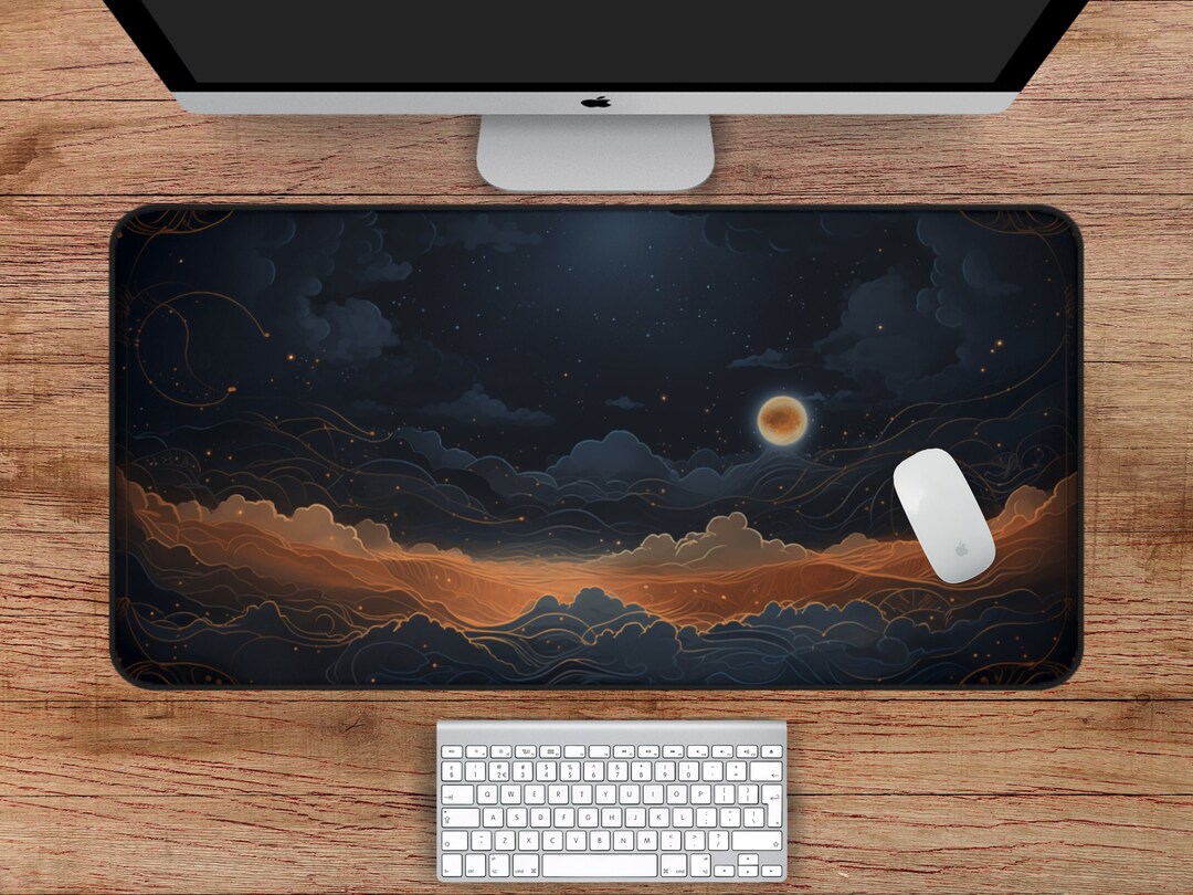 Amazing Night Sky Desk Mat, Large Cosmic Desk Mat, Dark and Warm Night ...