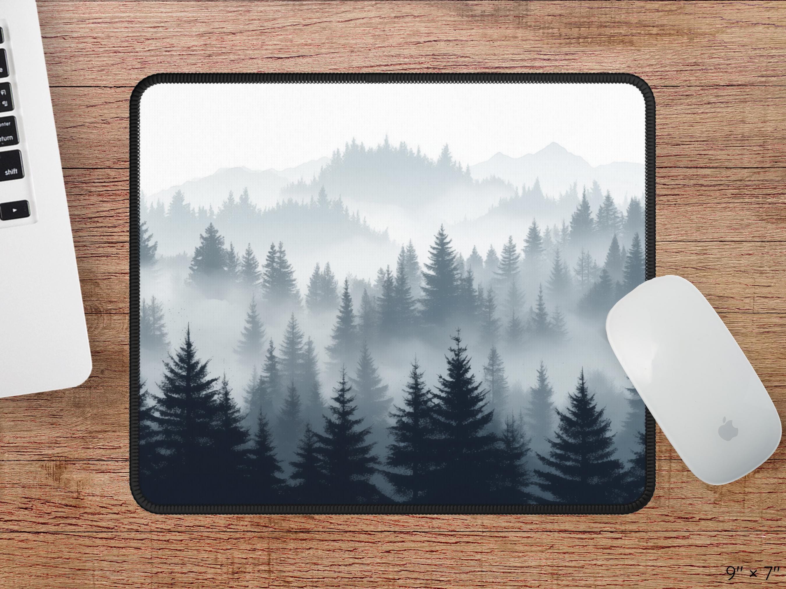 Foggy Forest Desk Mat, Nature Desk Mat, Forest Mouse Pad, Large Gaming ...