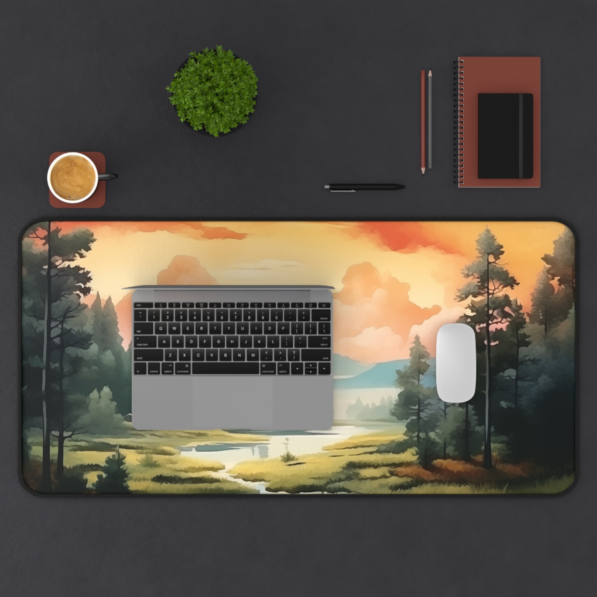 Nature Landscape Desk Mat Watercolor Landscape Desk Mat - Etsy