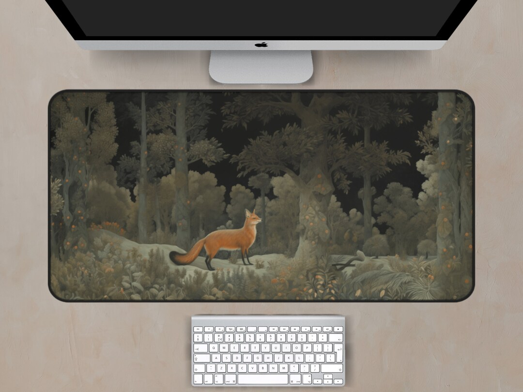 Fox in the Forest Desk Mat, Aesthetic Woodland Art Desk Mat, Extra ...