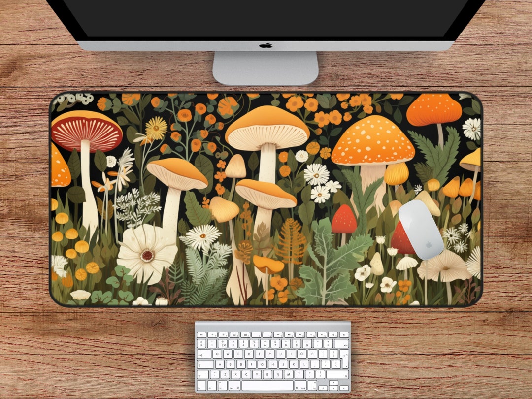 Cozy Mushroom Desk Mat, Cottagecore Desk Mat for Nature-inspired Work ...