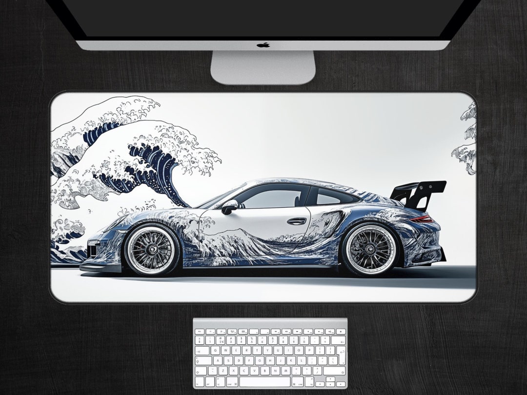 The Wave Racing Car Desk Mat, Ocean Wave Car Desk Mat, the Wave Car ...