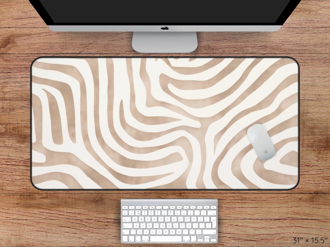 Beige Zebra Desk Mat, Boho Beige Zebra Mouse Pad, Calm Desk Decor ...