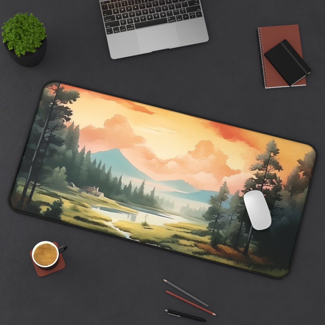 Nature Landscape Desk Mat Watercolor Landscape Desk Mat - Etsy