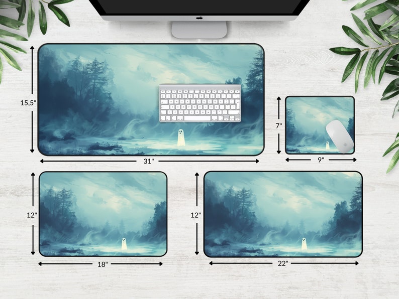 Blue Forest Ghost Desk Mat, Lone Ghost Desk Mat, Ghost Mousepad, Blue ...