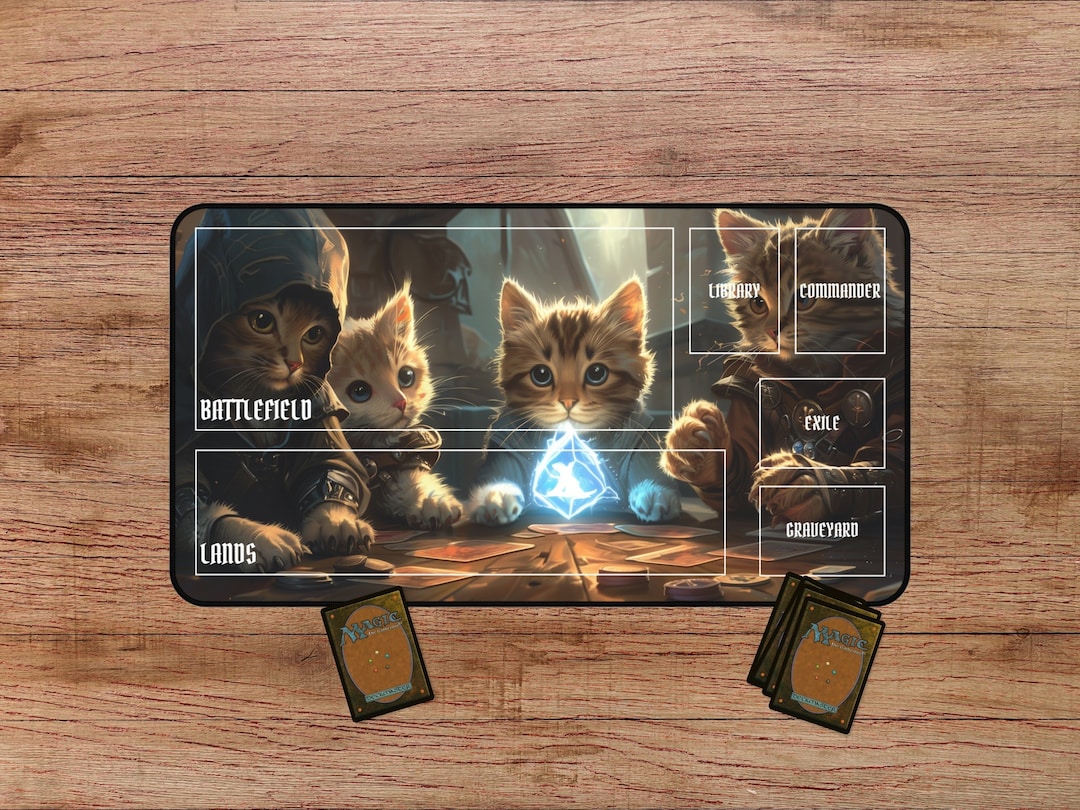 Fantasy Cat Playmat for MTG and TCG, MTG Playmat With Zones, Fantasy ...