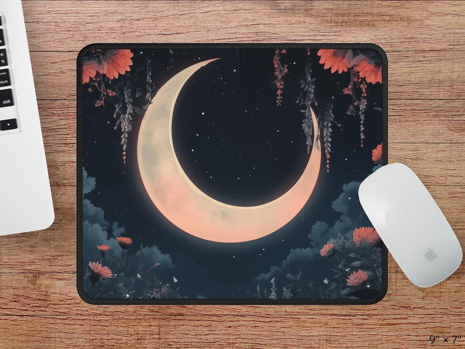 Dark Academia Cottagecore Desk Mat, Witchy Celestial Moon Phases Desk ...